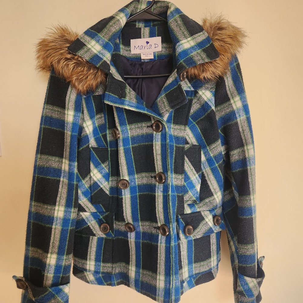 Plaid Pea Coat - Gem